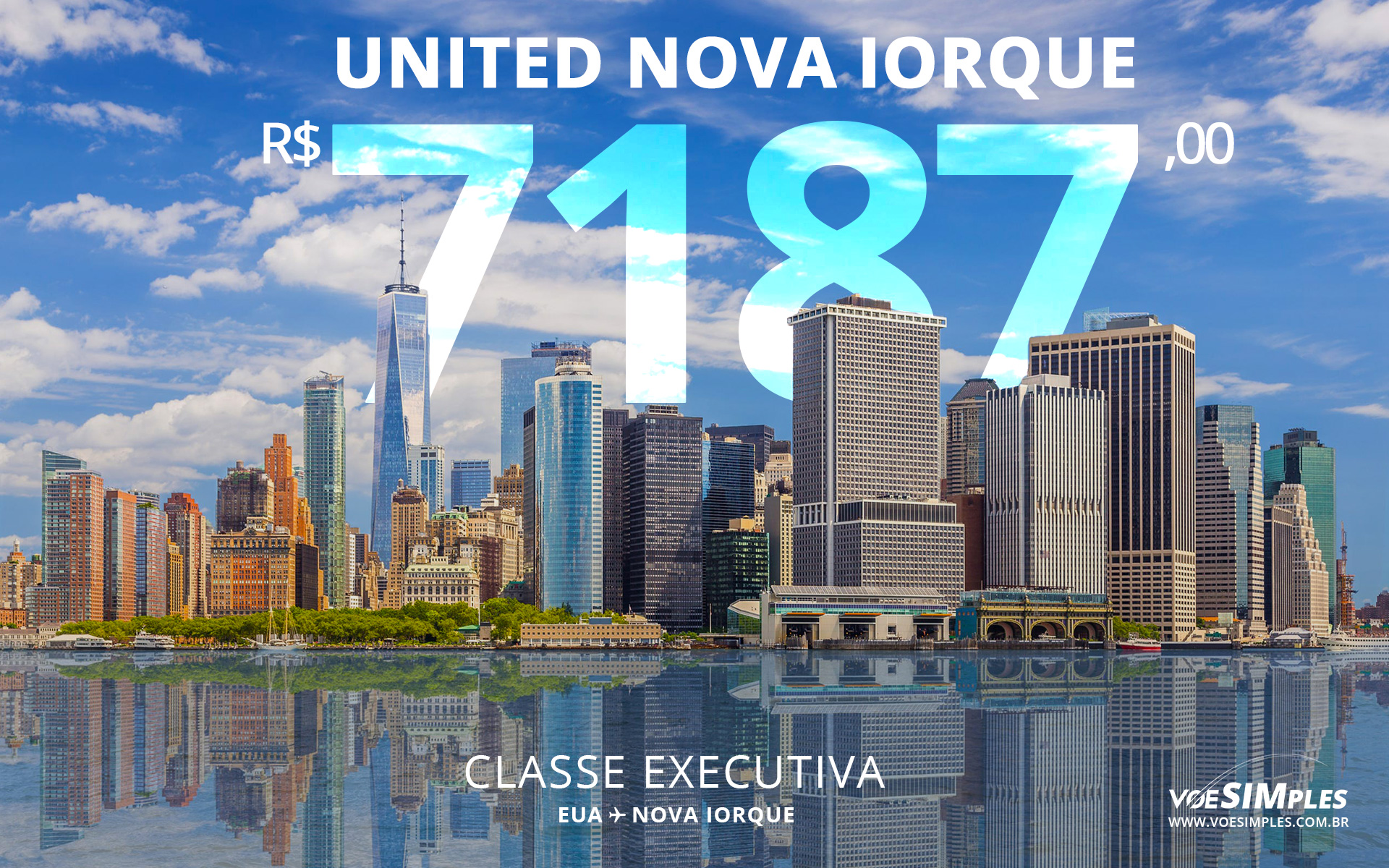️ Passagem executiva United em voo direto! São Paulo a Nova Iorque (EWR ...